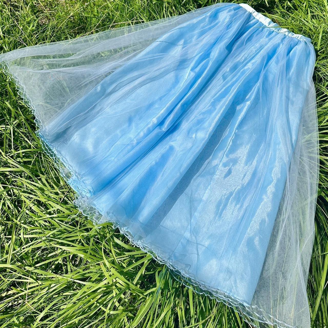 1950s rare baby blue net mesh ball gown... - Depop