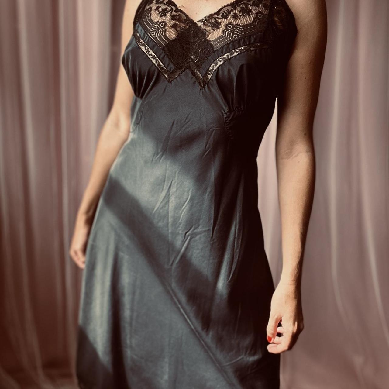 1930s black silk lace slip dress Truly stunning... - Depop