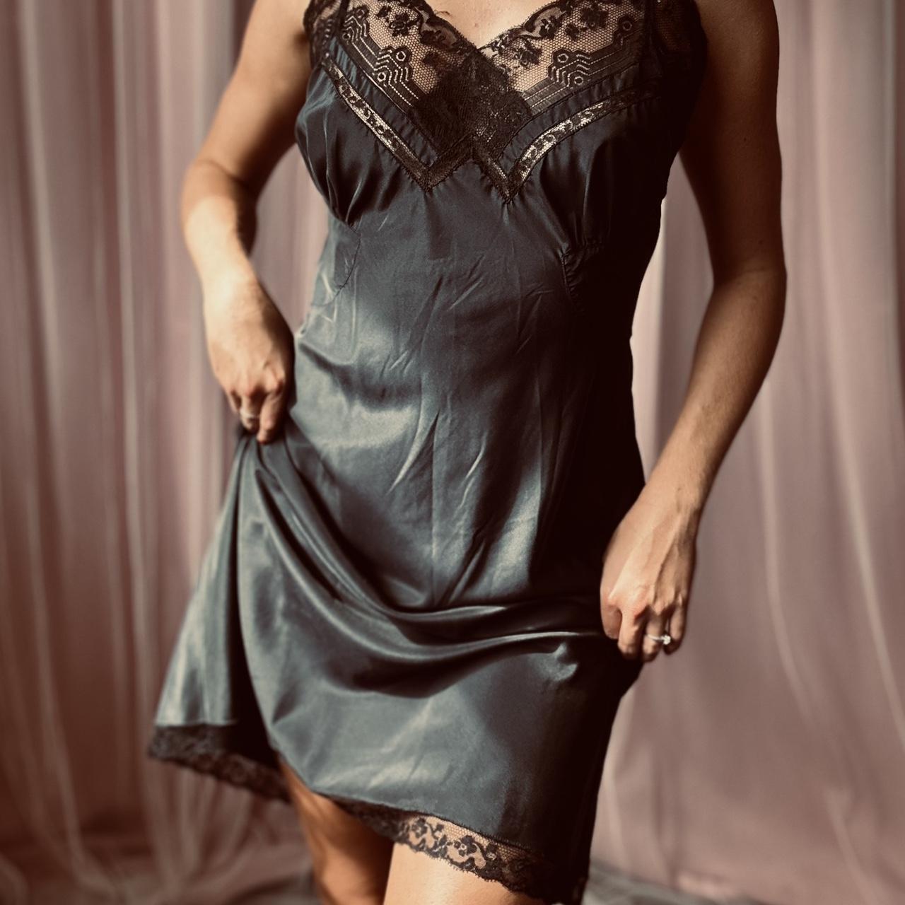 1930s black silk lace slip dress Truly stunning... - Depop