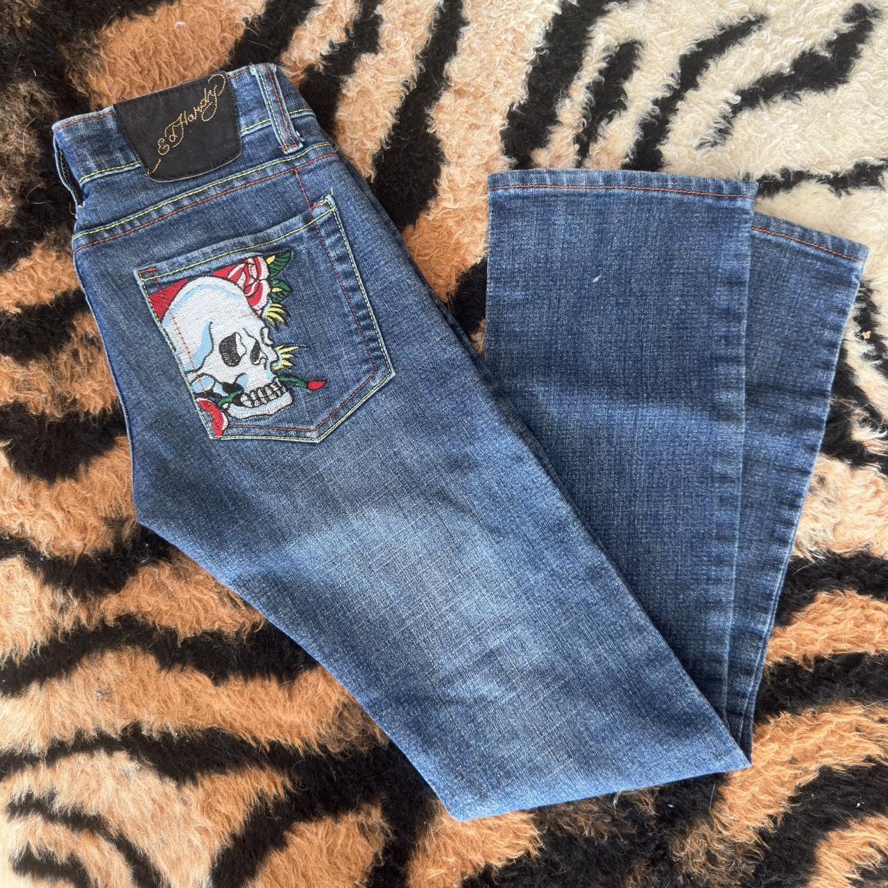 Ed hardy women’s low rise skull jeans! Size 31, no... - Depop