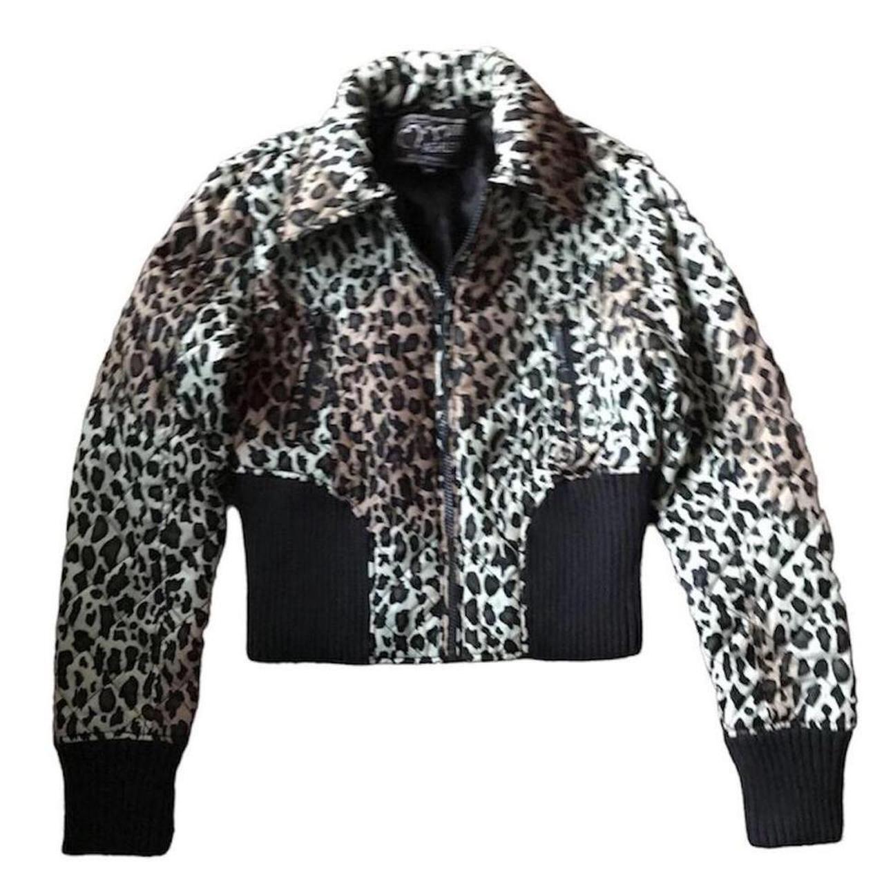 Very cute y2k cropped leopard jacket !! Ribbed... - Depop