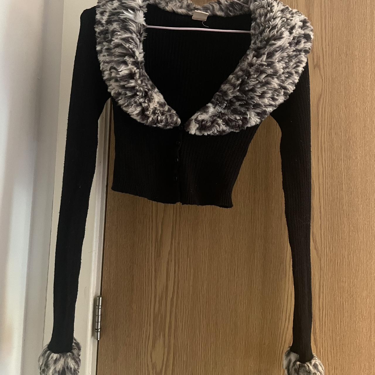 Urban outfitters fur-rim crop top Similar to Afghan... - Depop