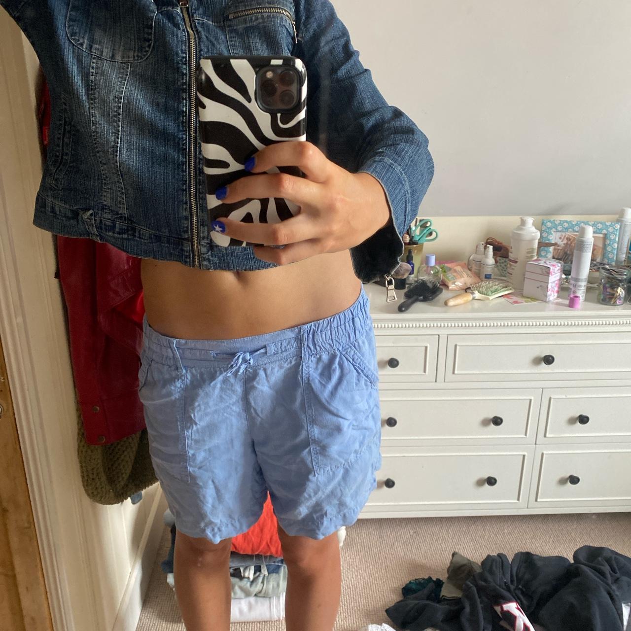 Really cute vintage baby blue linen shorts / jorts.... - Depop