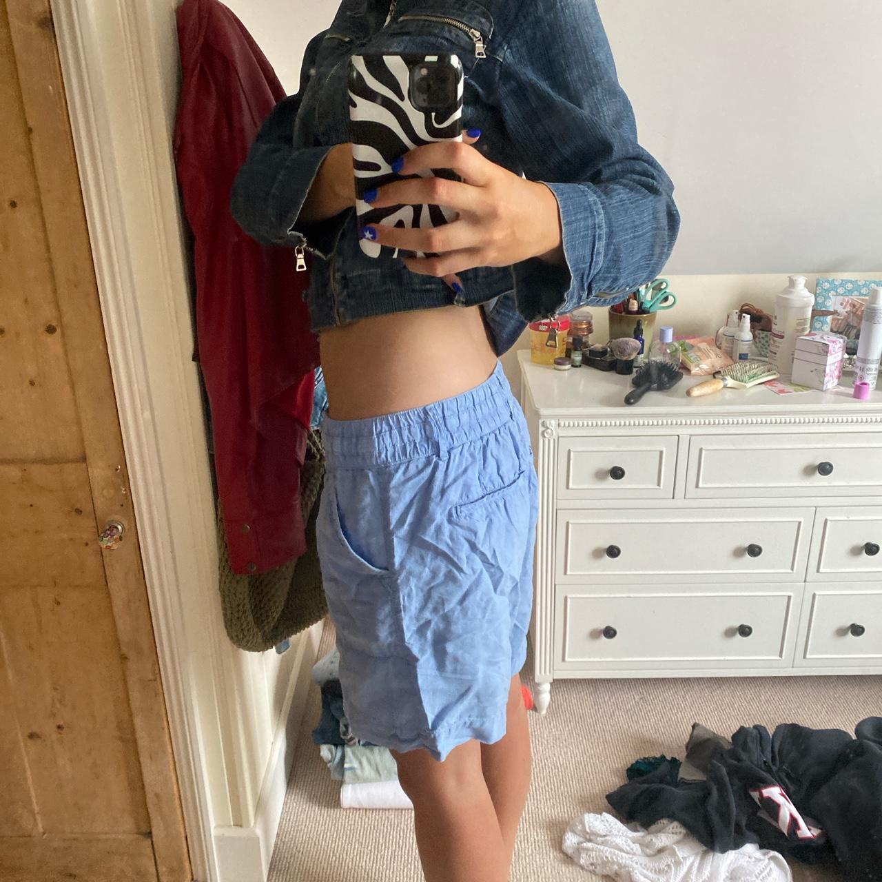 Really cute vintage baby blue linen shorts / jorts.... - Depop