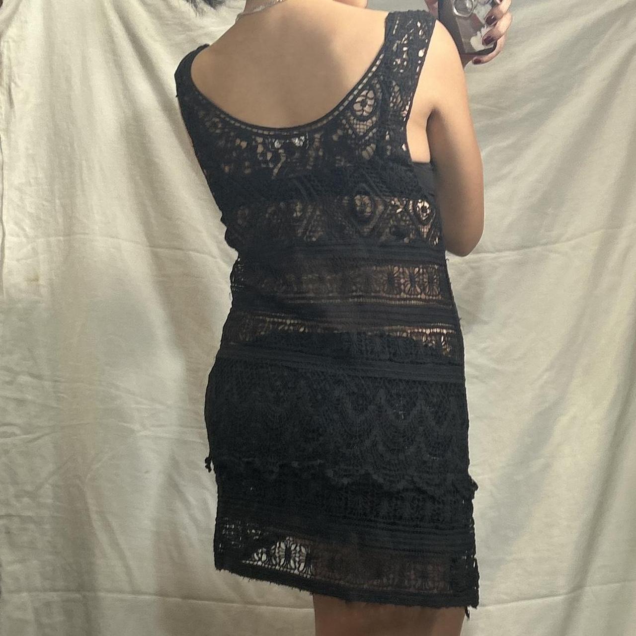 Black crochet knitted patterned style loose thick... - Depop