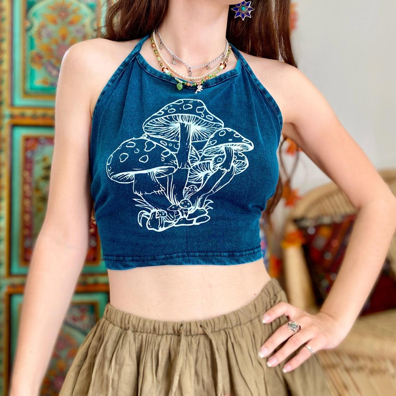 Midnight Mushroom Halter Crop Top 🌌🍄‍🟫 These... - Depop