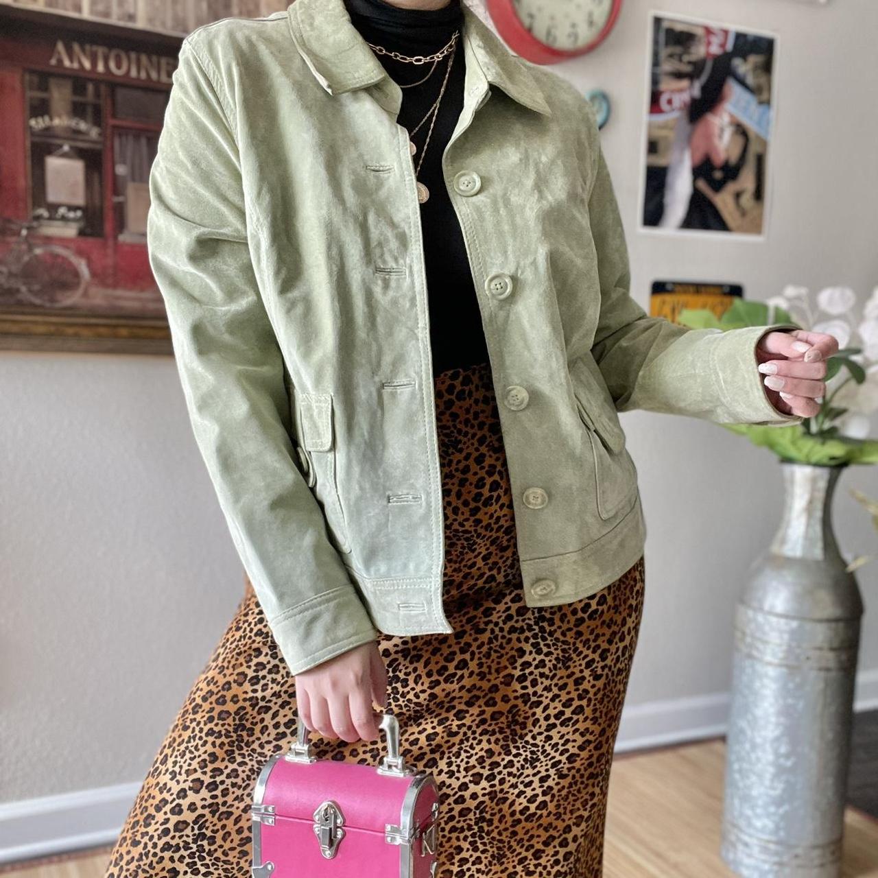 🥝 Y2K SUEDE JACKET 🥝 Beautiful sage green color and... - Depop