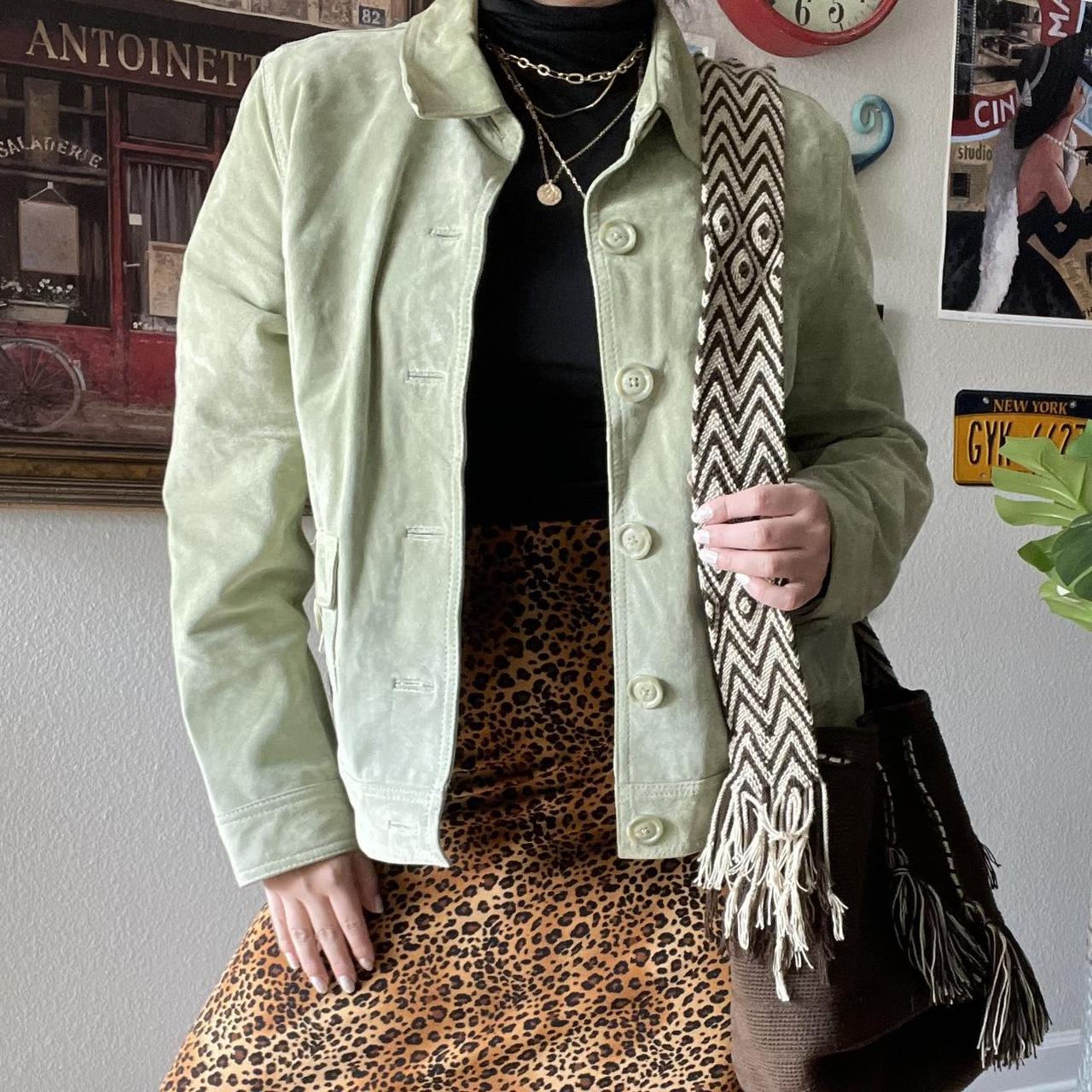 🥝 Y2K SUEDE JACKET 🥝 Beautiful sage green color and... - Depop