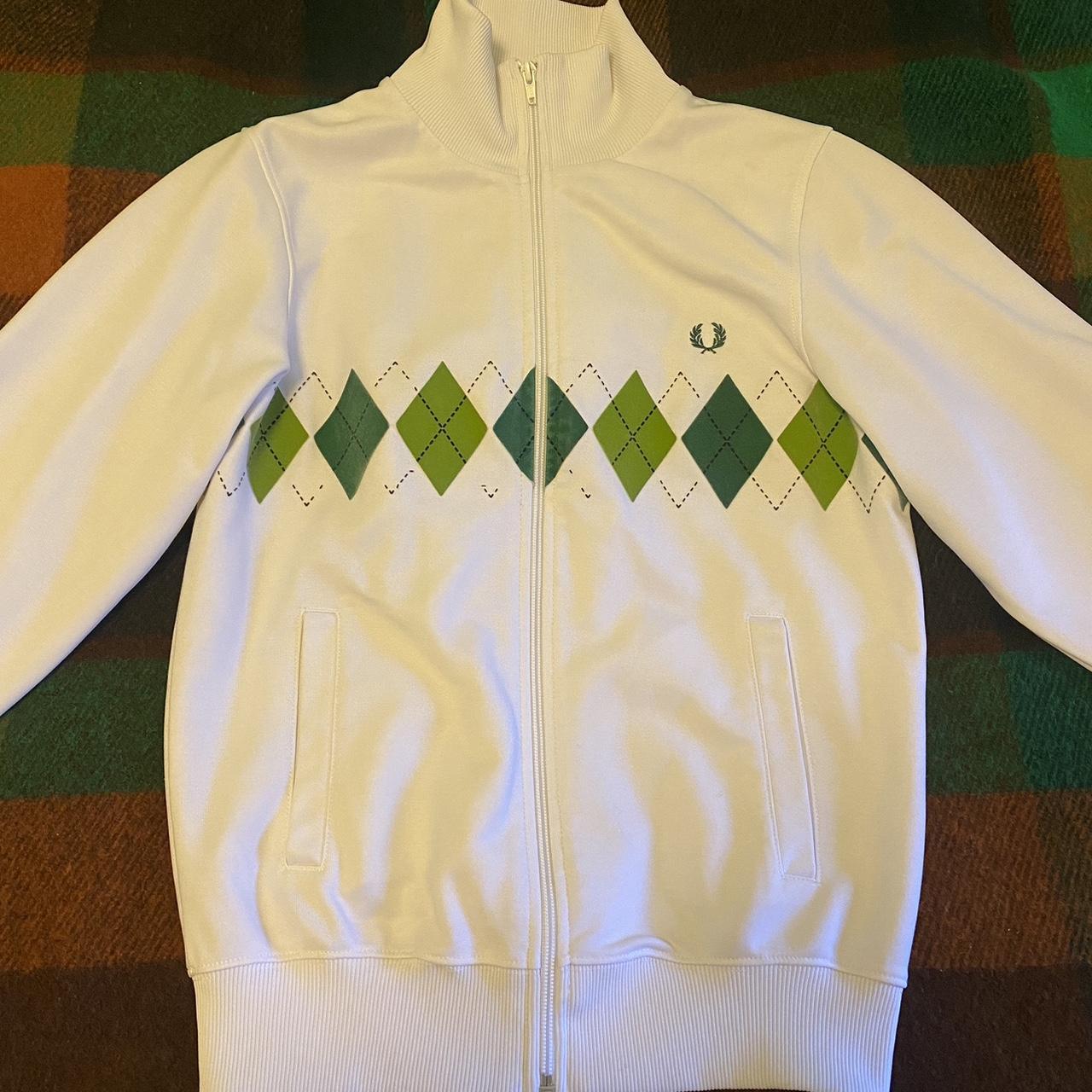 SOLD. White and green Fred Perry jacket, xs men’s... - Depop