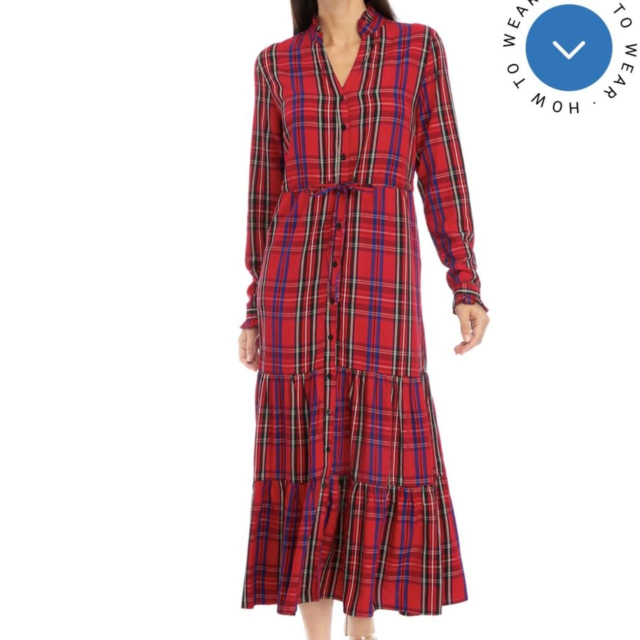 Chaps Women's Red and Purple Dress | Depop