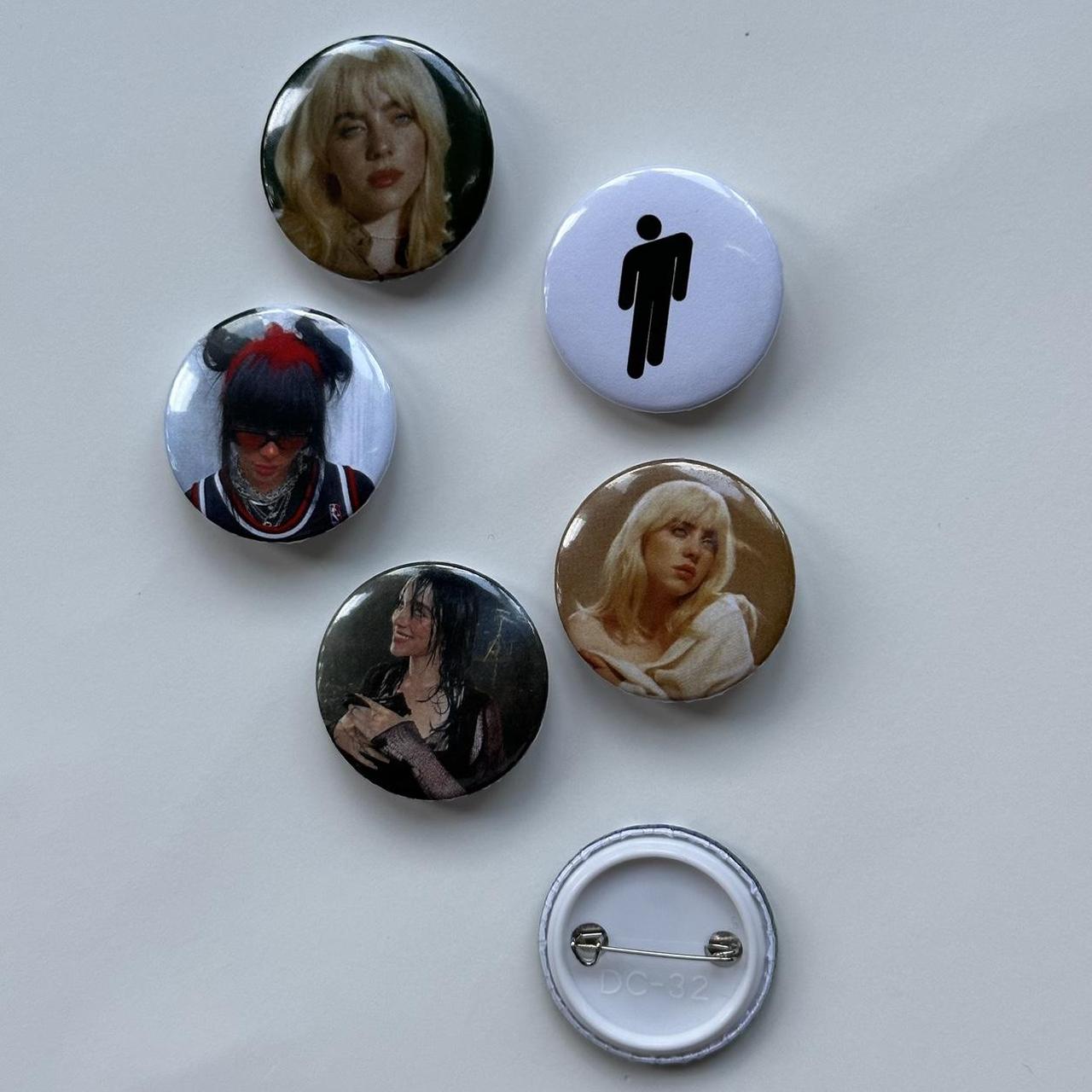 set of 5 billie eilish pin 32 mm | Depop
