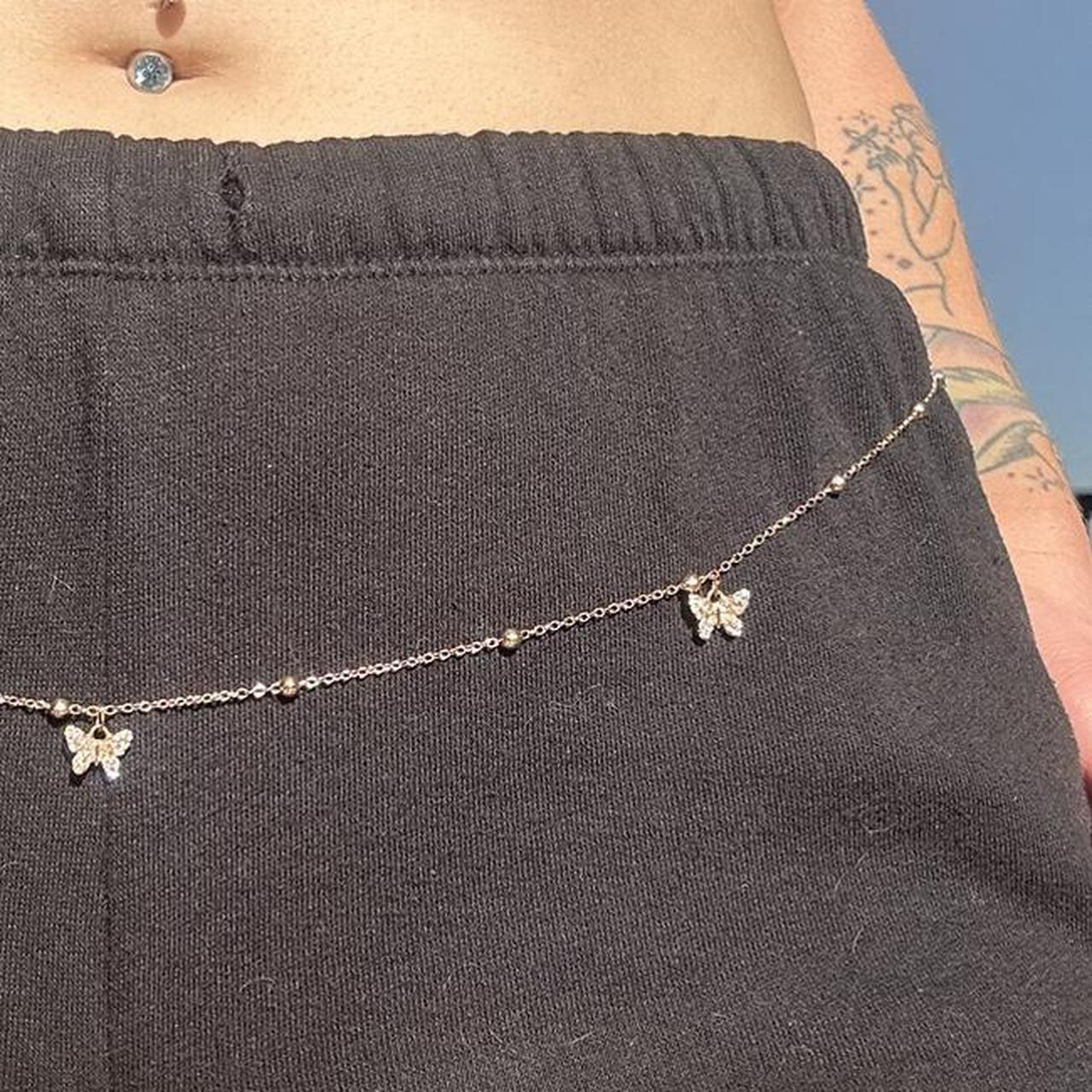 gold sparkly adjustable butterfly waist chain - Depop