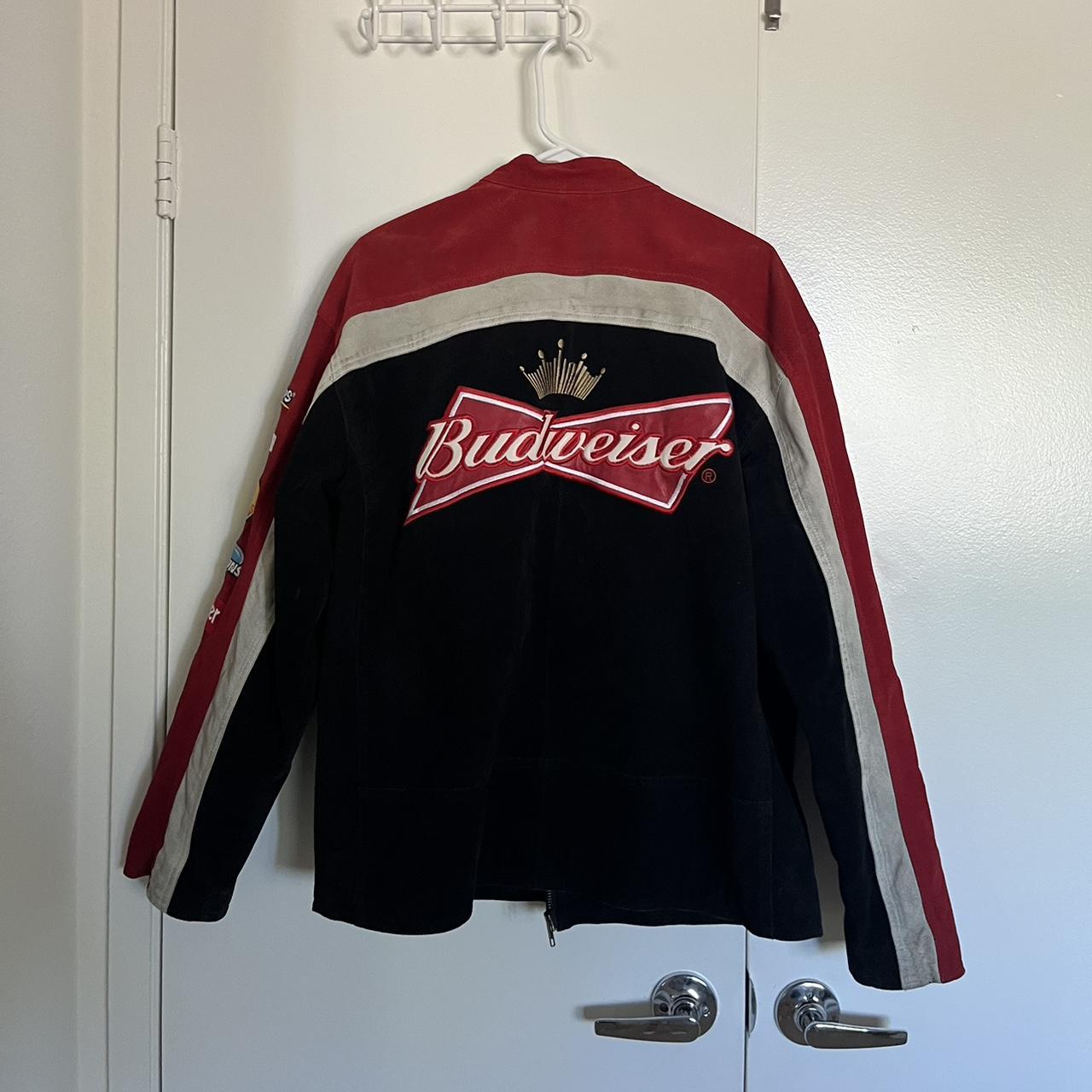 NASCAR X BUDWEISER racing jacket size L width: 22... - Depop
