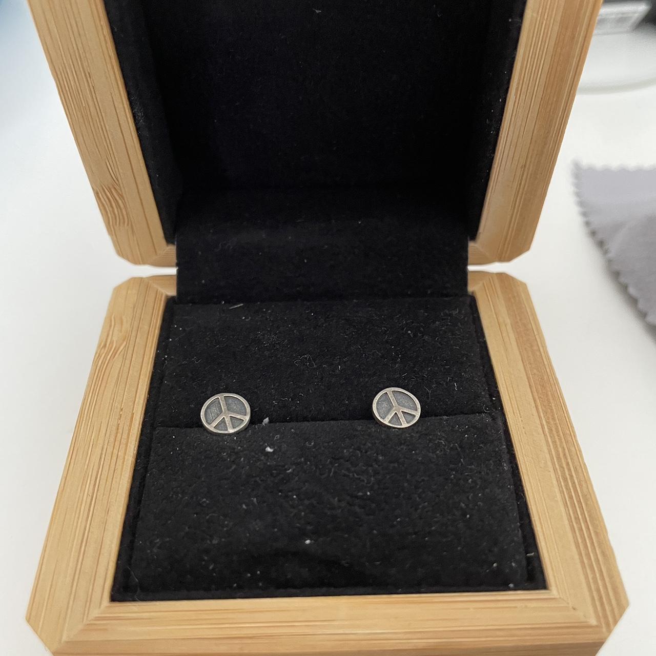 Georg Jensen peace sign stud silver earrings never... - Depop