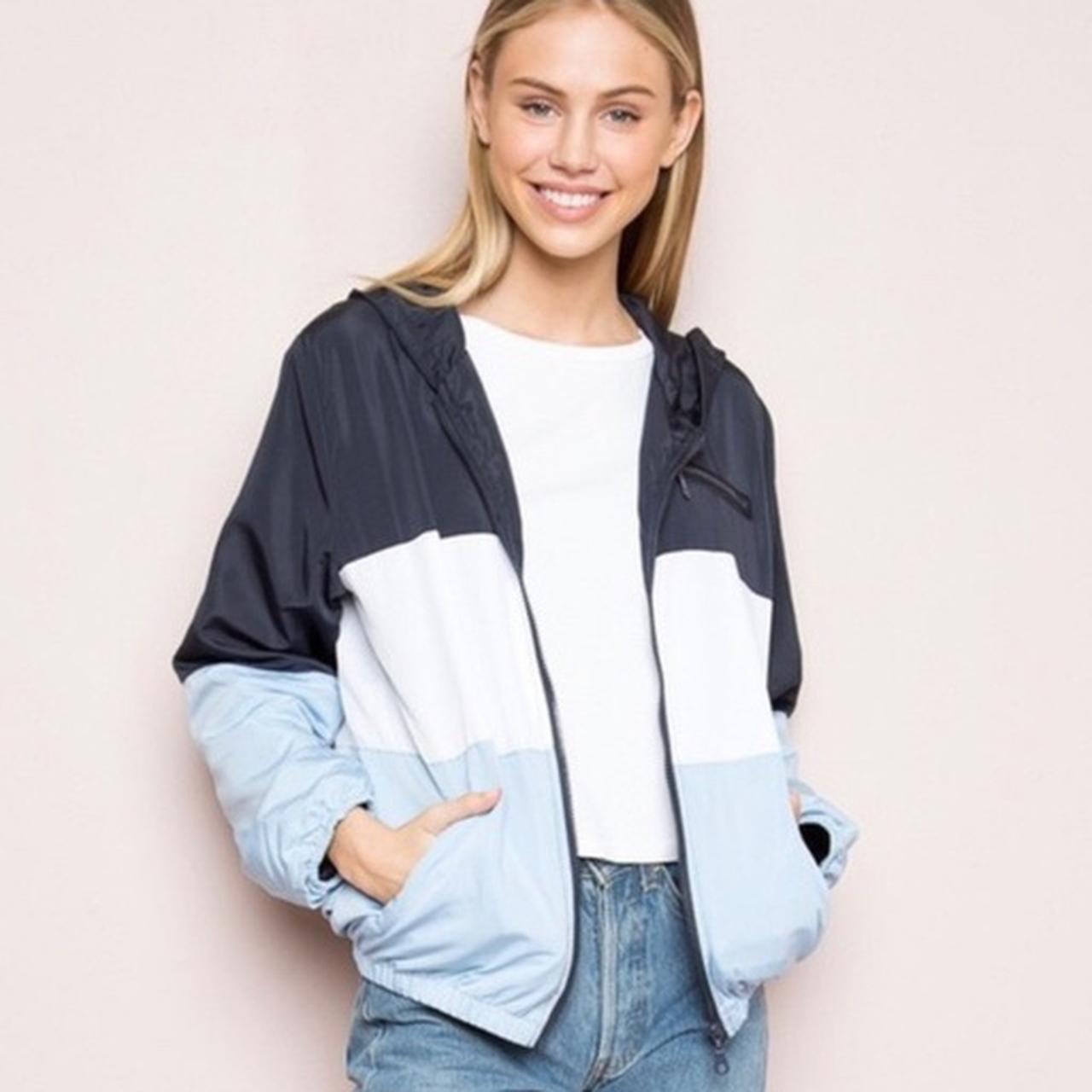 Brandy Melville Women's Navy and Blue Jacket | Depop