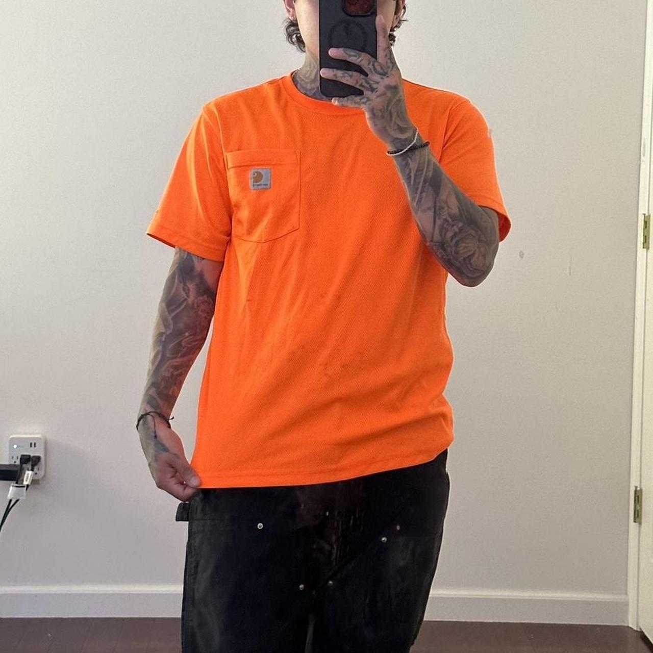 Carhartt orange work tee in a men’s small Has wear n... - Depop