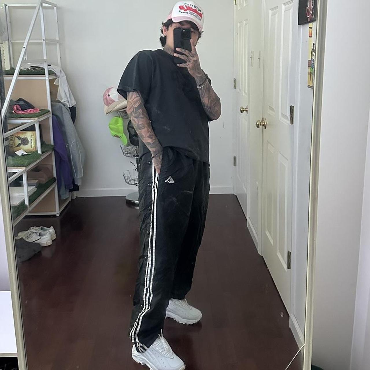 Vintage White Tag Adidas Breakaway Pants L Full Snap... - Depop