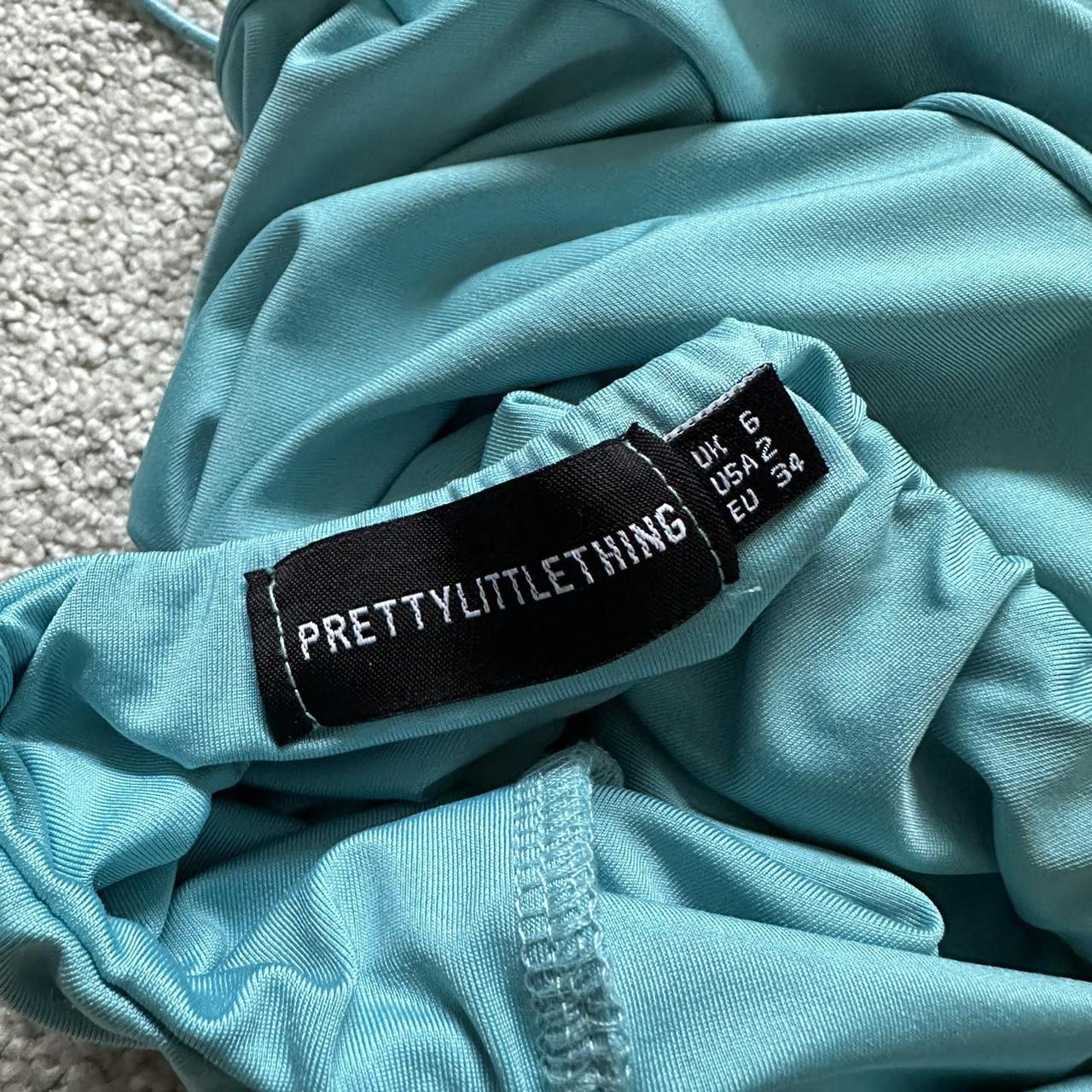 Pretty Little Thing PLT blue bodycon dress with a... - Depop