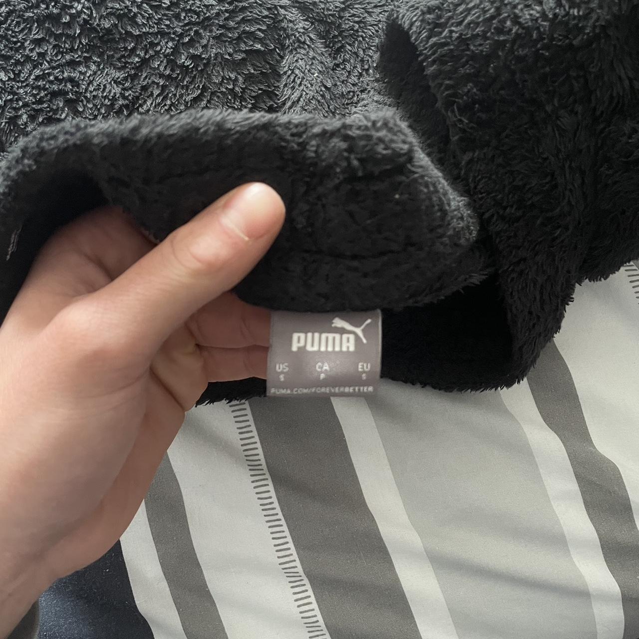 PUMA black fluffy logo sweatpants Size: small... - Depop