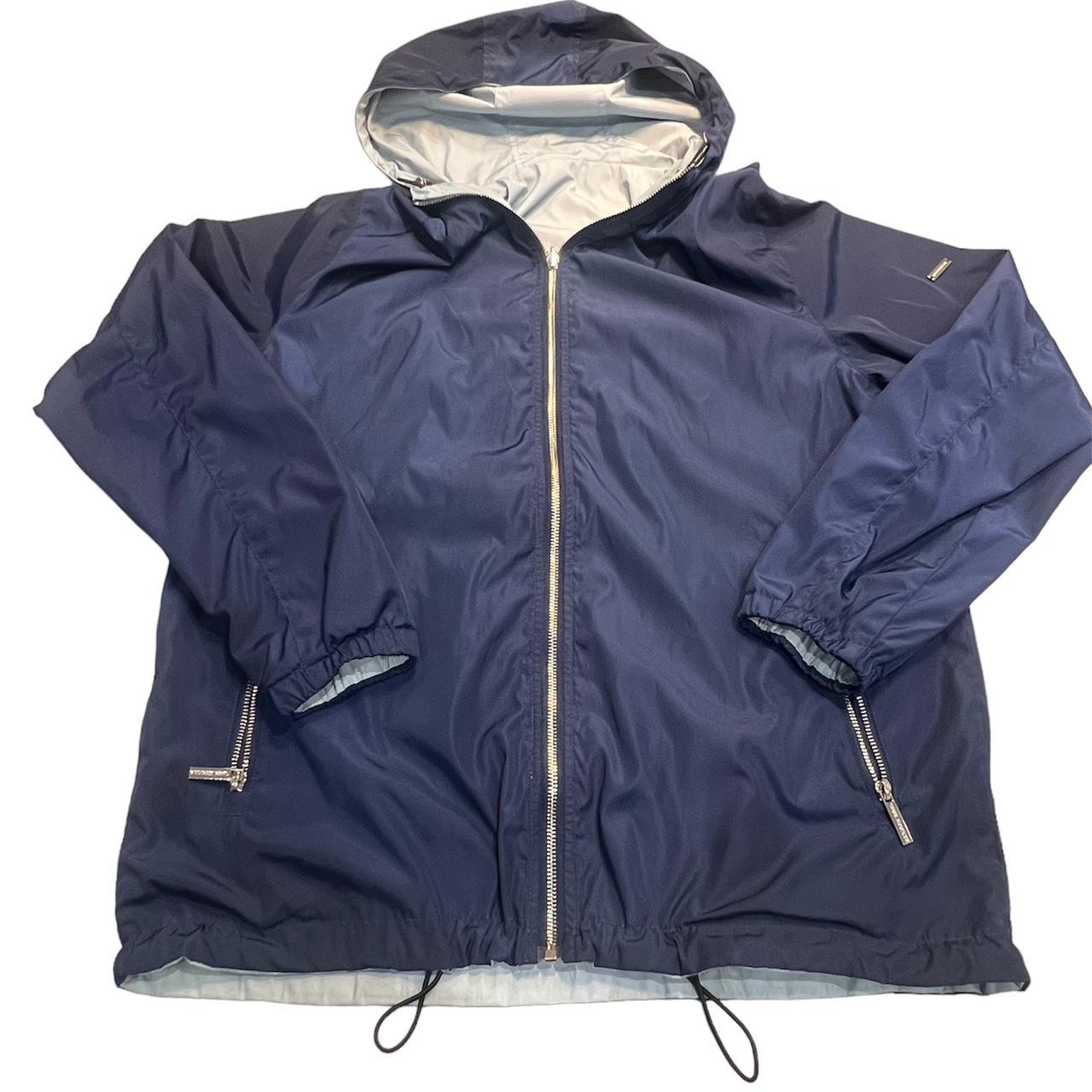 Reversible Navy And Sky Blue Hooded Jacket Hardly... - Depop