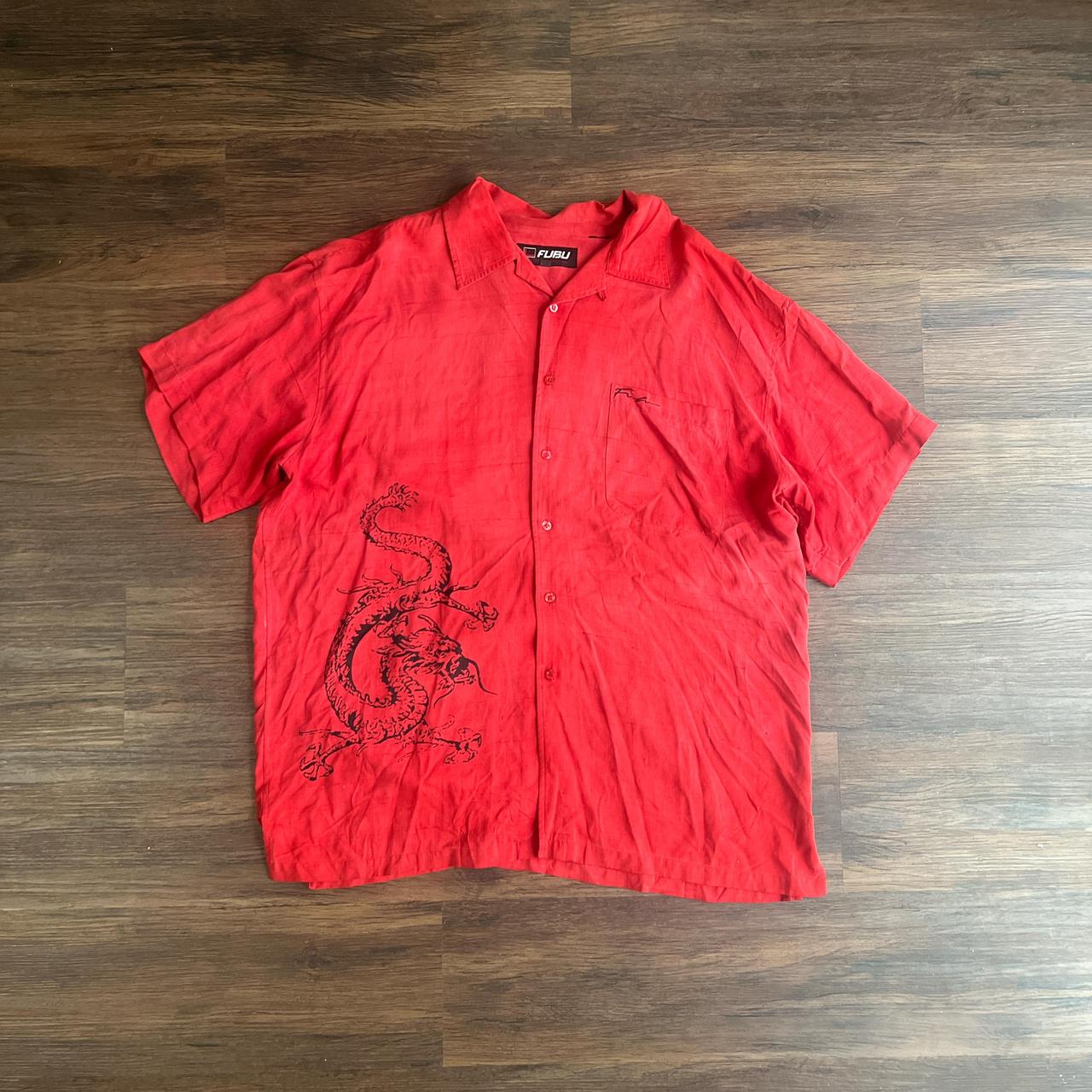 Faded dragon touch FUBU button up shirt Tagged size... | Depop