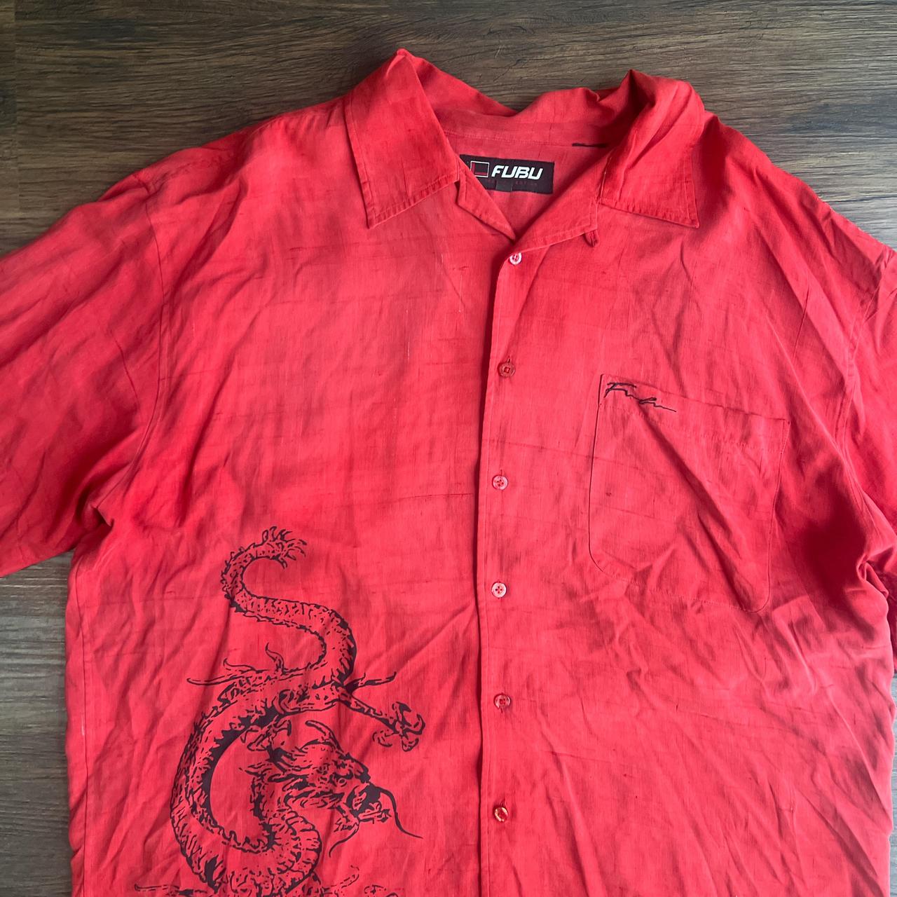 Faded dragon touch FUBU button up shirt Tagged size... | Depop
