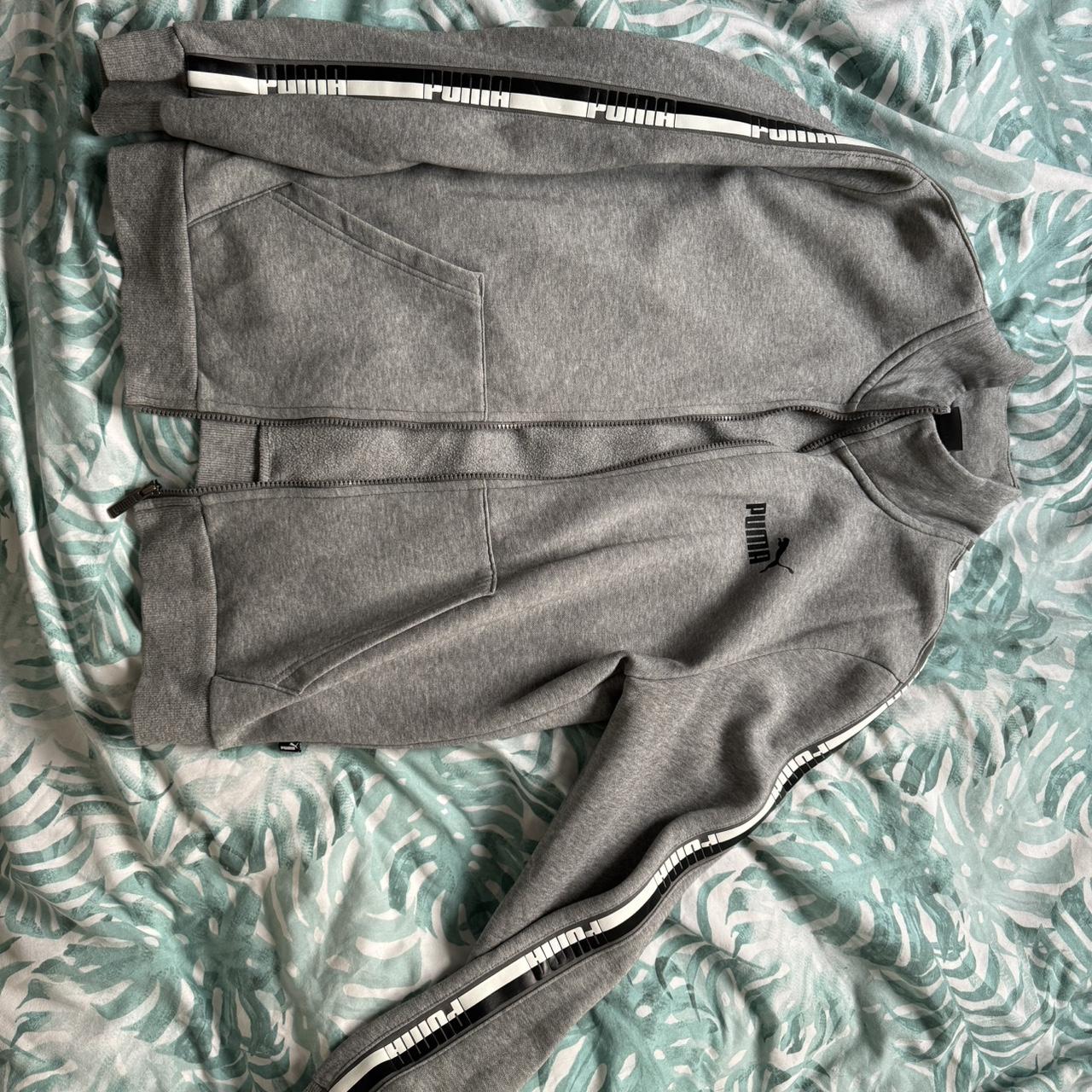 Grey puma zip up jacket Good condition #puma... - Depop
