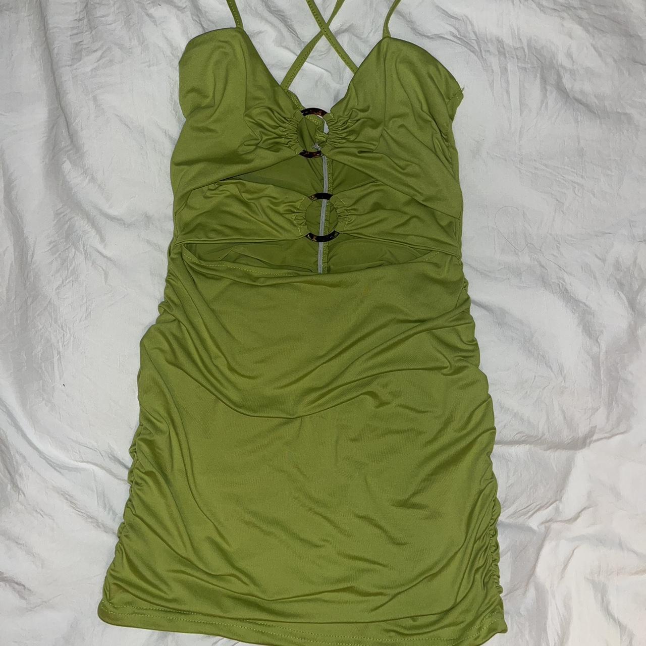 Generation Outcast mini dress Green with brown ring... - Depop