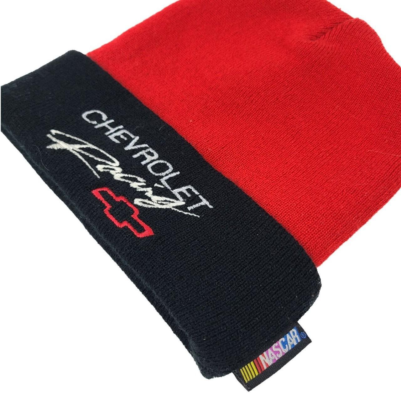 Nascar Chevrolet Racing Beanie Red and Black Chevy... - Depop