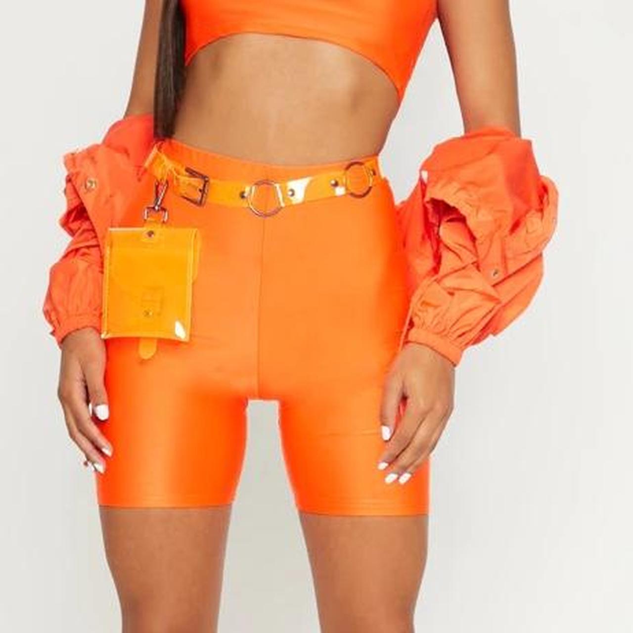 Orange neon cycling shorts 🧡Size 4 but will also... - Depop