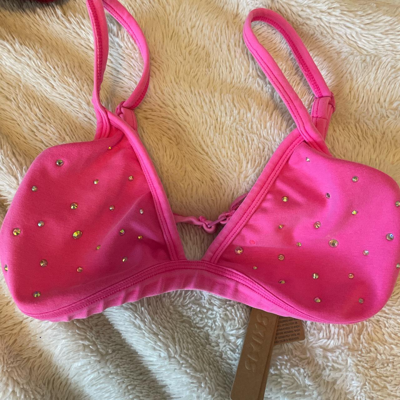 Skims Pink Rhinestone bralette size XS brand new... - Depop