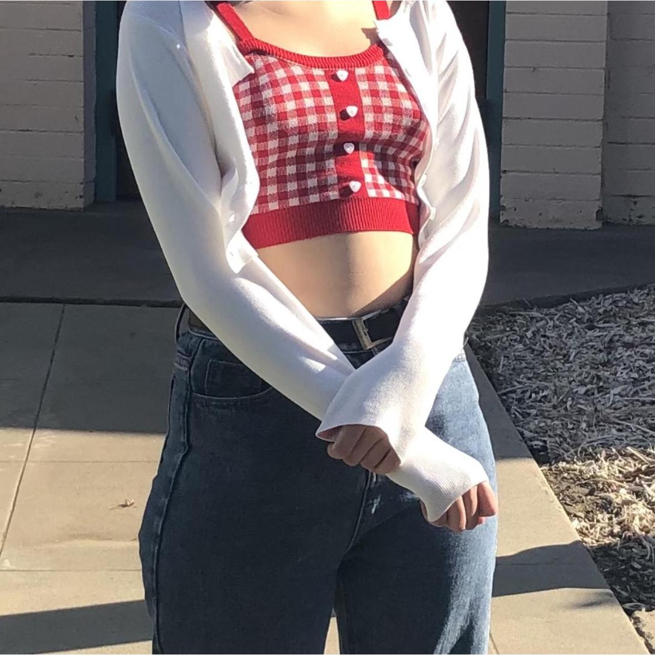 The CUTEST red & white gingham top with heart... - Depop