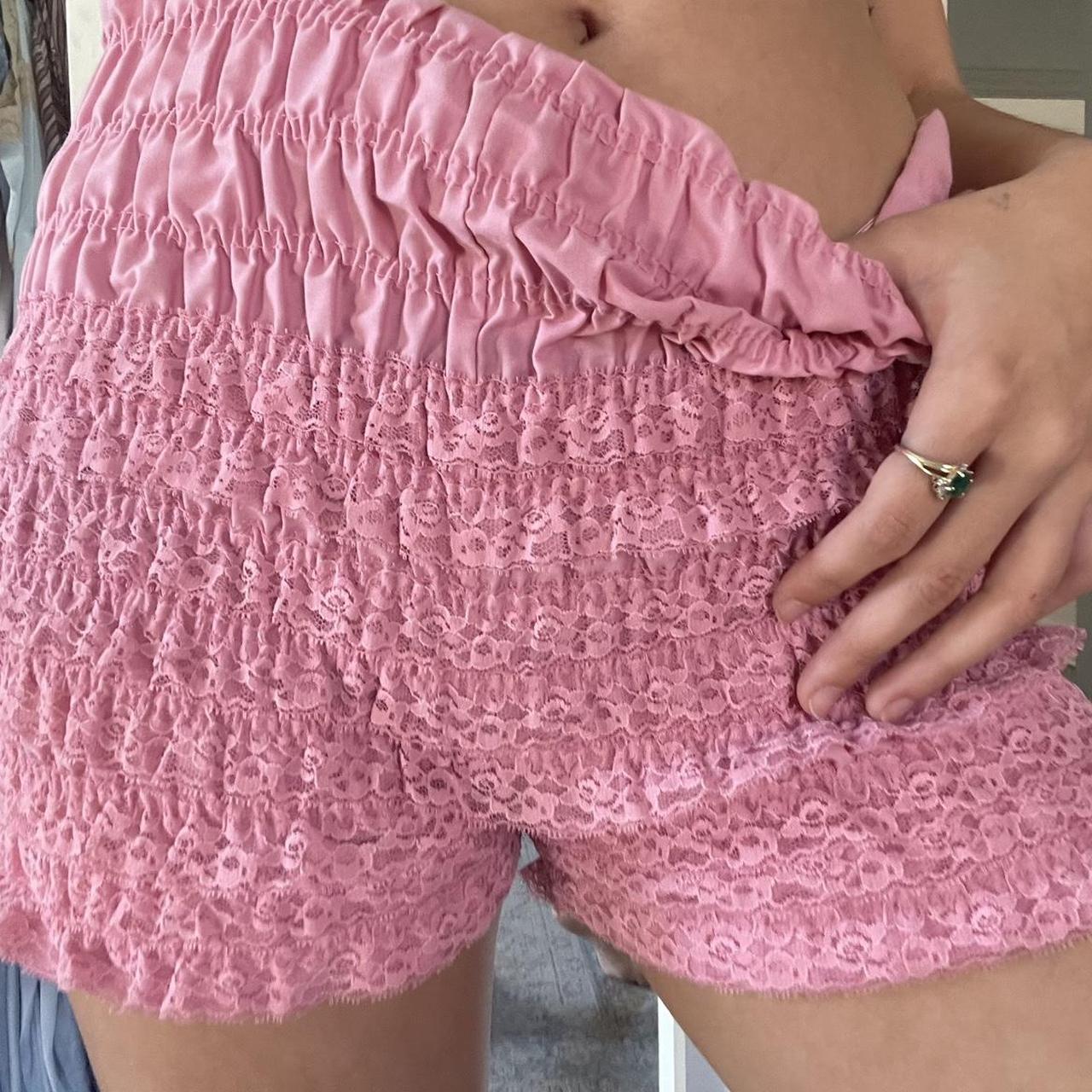 Perfect baby pink vintage bloomers Ruffle shorts... - Depop