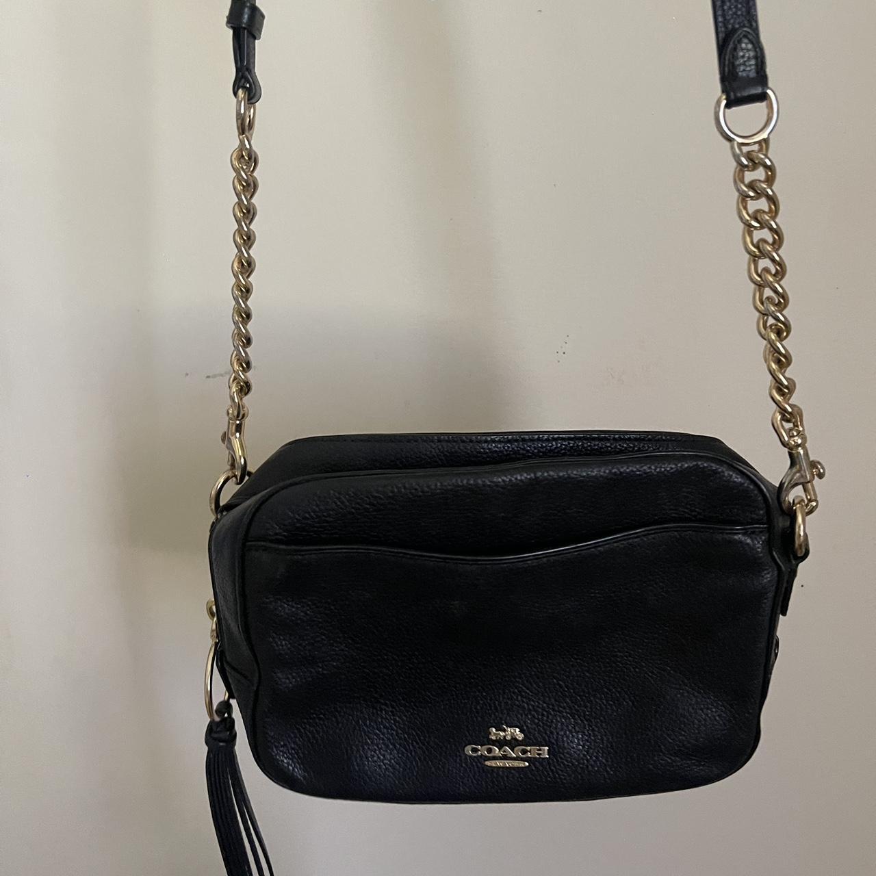 AUTHENTIC COACH BLACK LEATHER CAMERA CROSSBODY BAG... - Depop