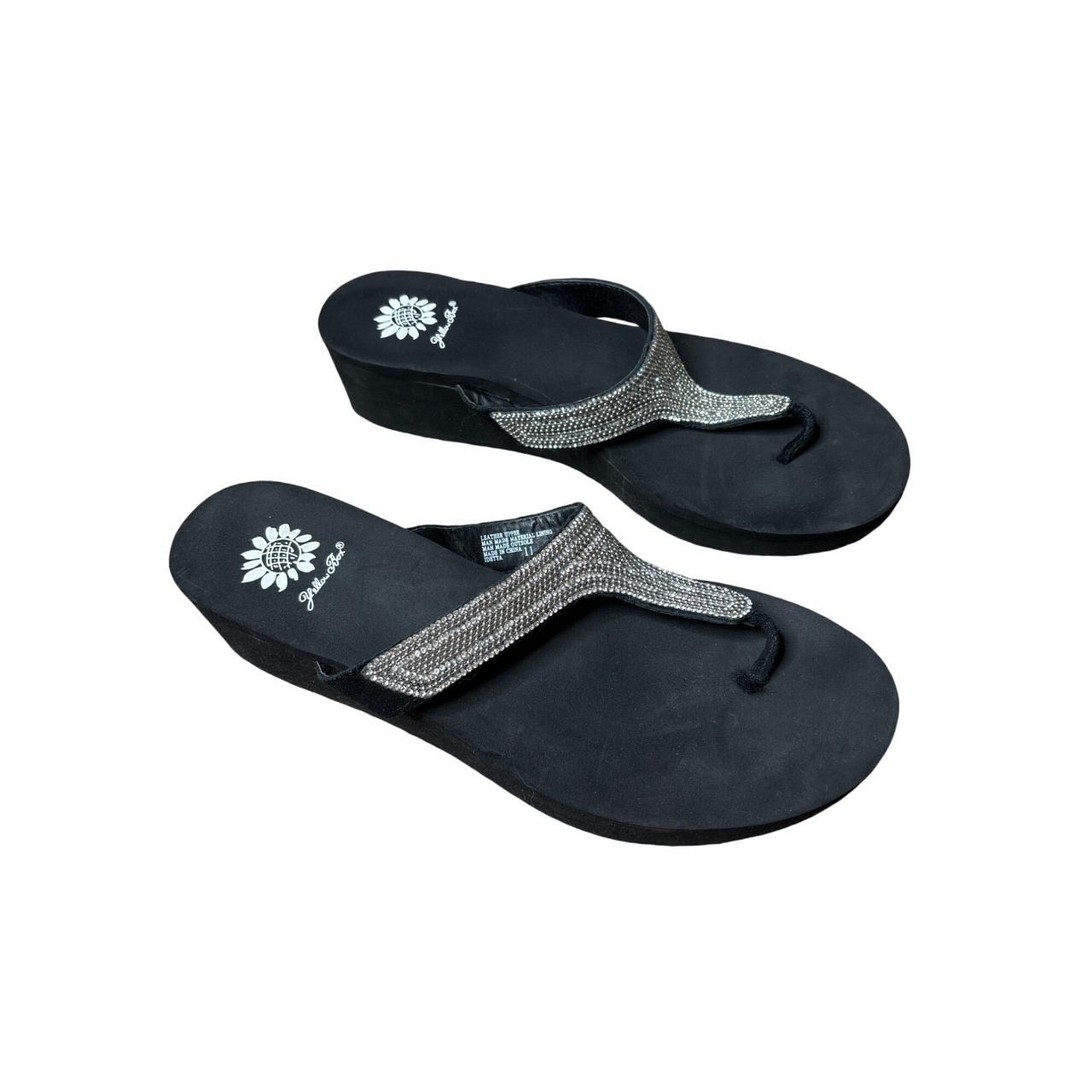 YELLOW BOX WOMEN'S BLING LEATHER PLATFORM THONG... - Depop