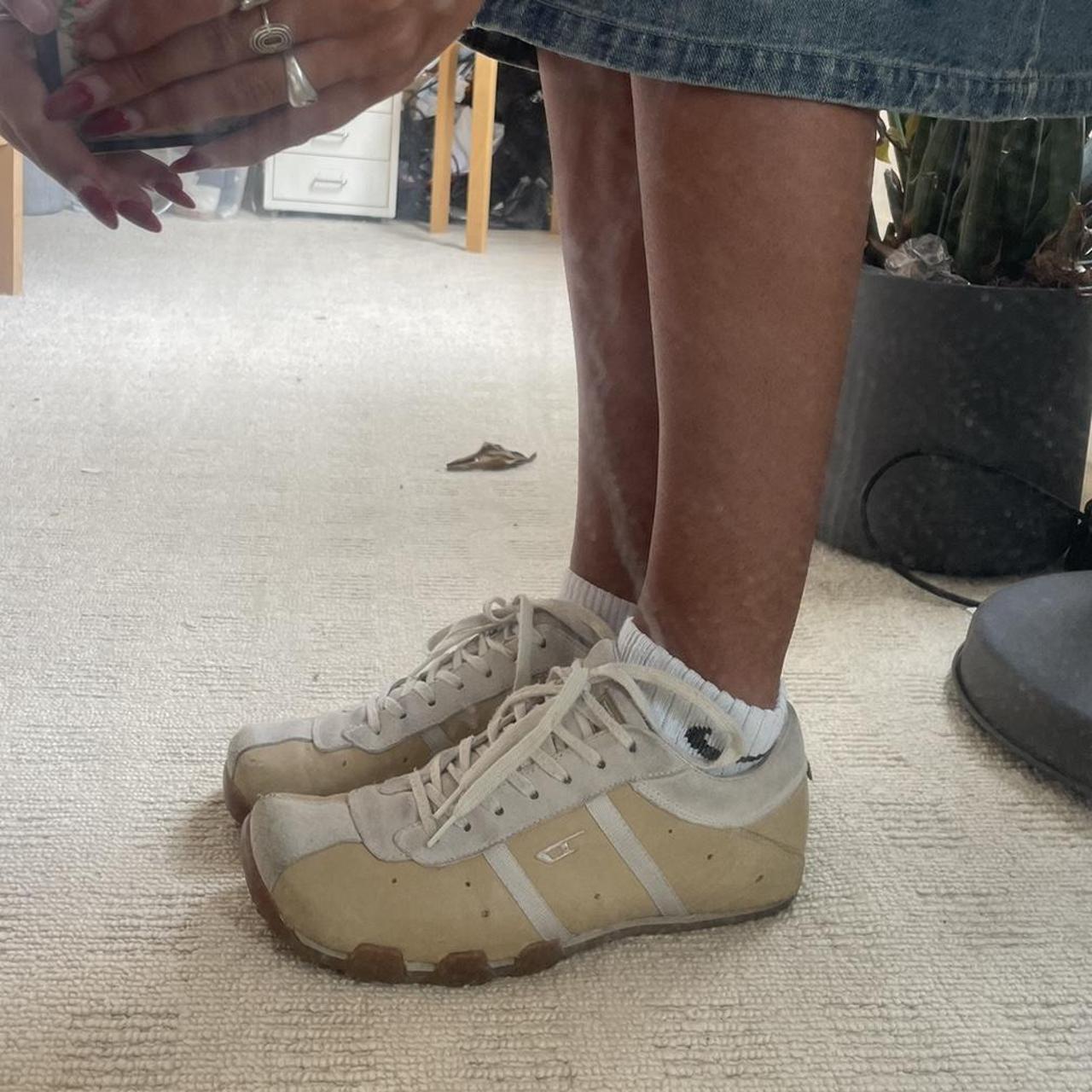 amazing vintage diesel trainers yellow/beige and... - Depop