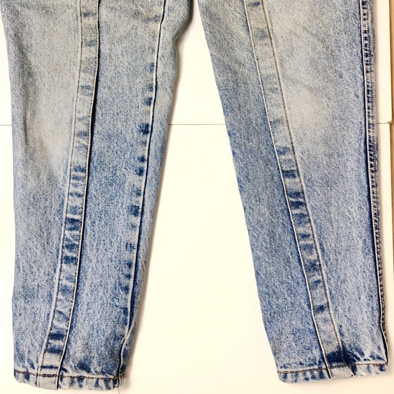 genuine vintage light acid wash denim mom jeans with... - Depop