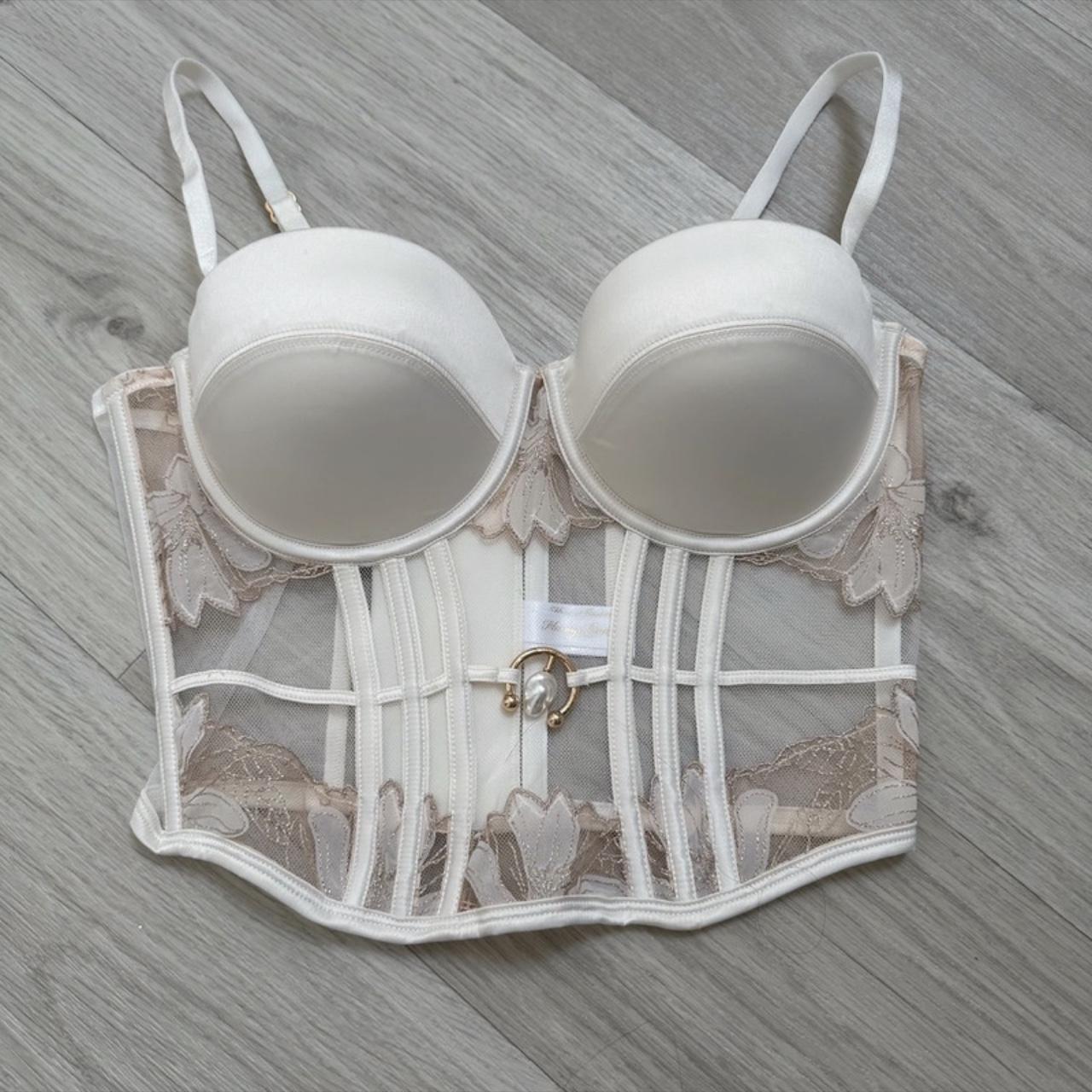 Honey Birdette White Bustier Bralet 34D New... - Depop