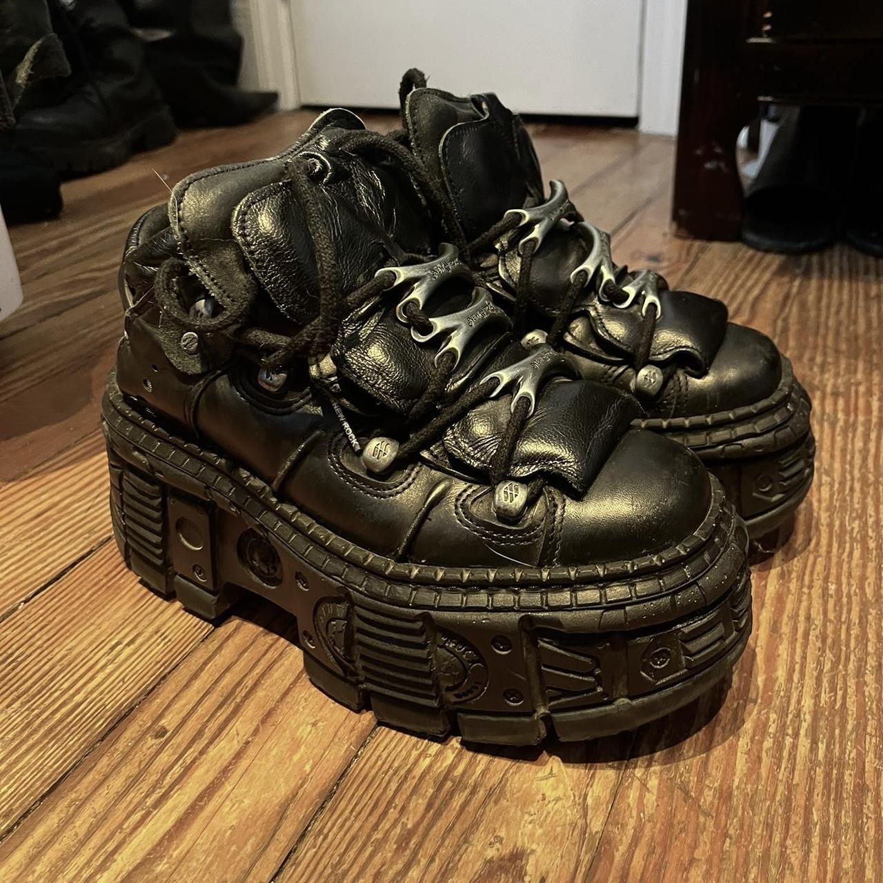 New Rock black platform boots with aqua planing... - Depop