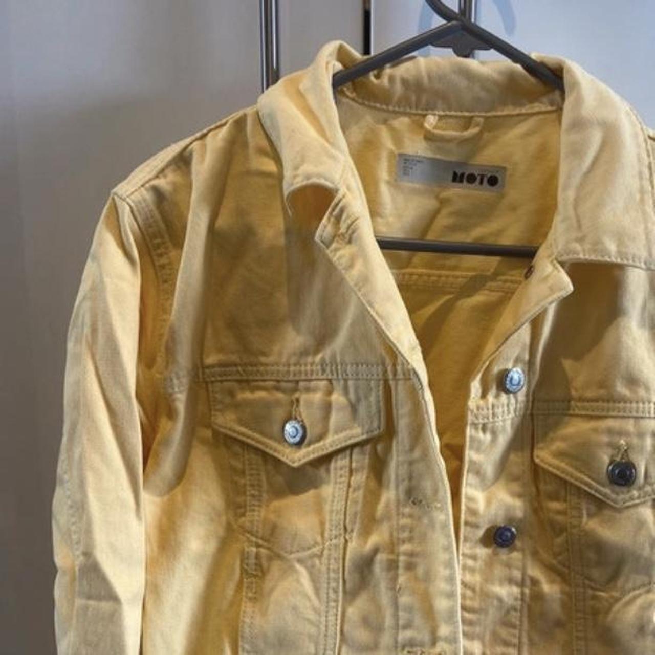 Yellow denim jacket Cropped denim jacket Size... - Depop