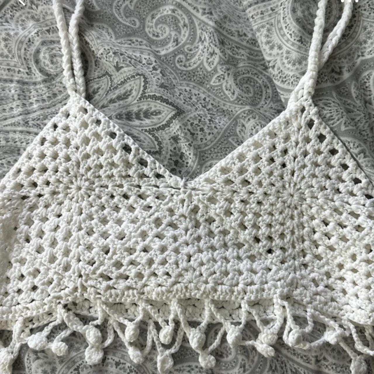 Crochet crop top One size Worn once - Depop