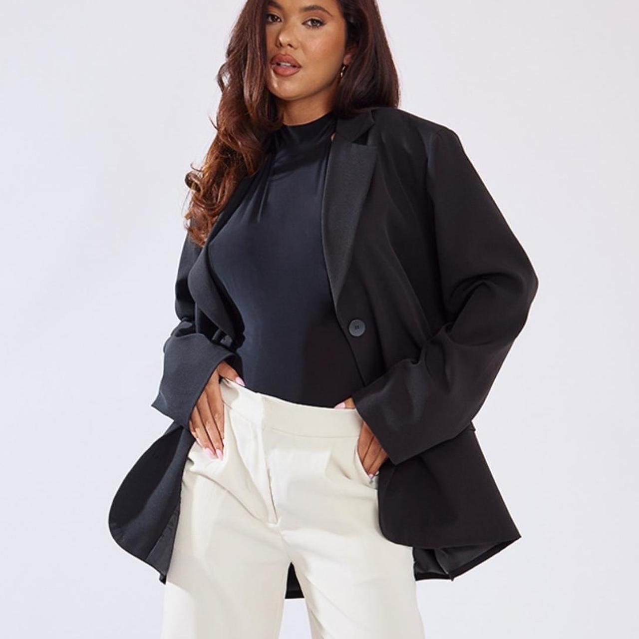 Pretty little thing black longline oversized curved... - Depop