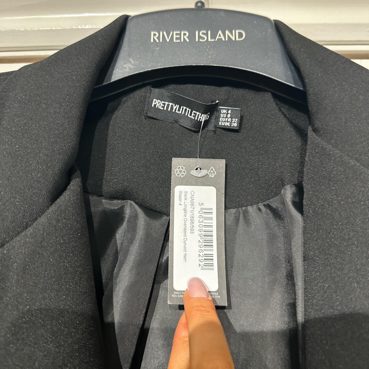 Pretty little thing black longline oversized curved... - Depop