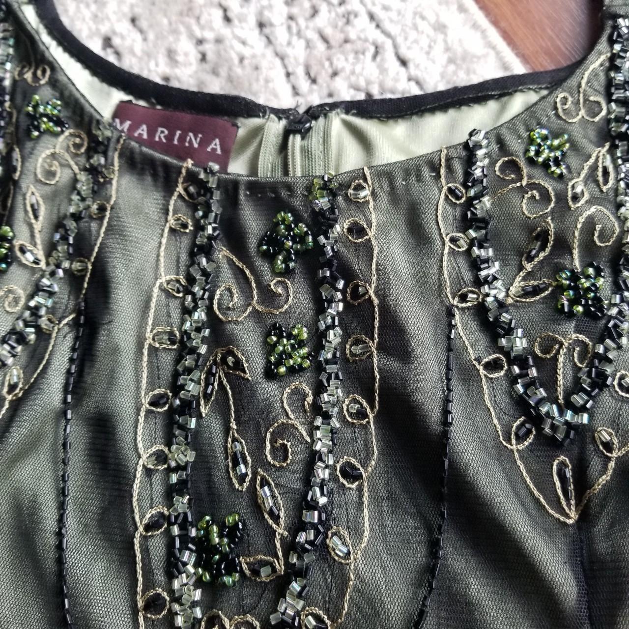 Gorgeous vintage beaded mesh green top! Sz large.... - Depop