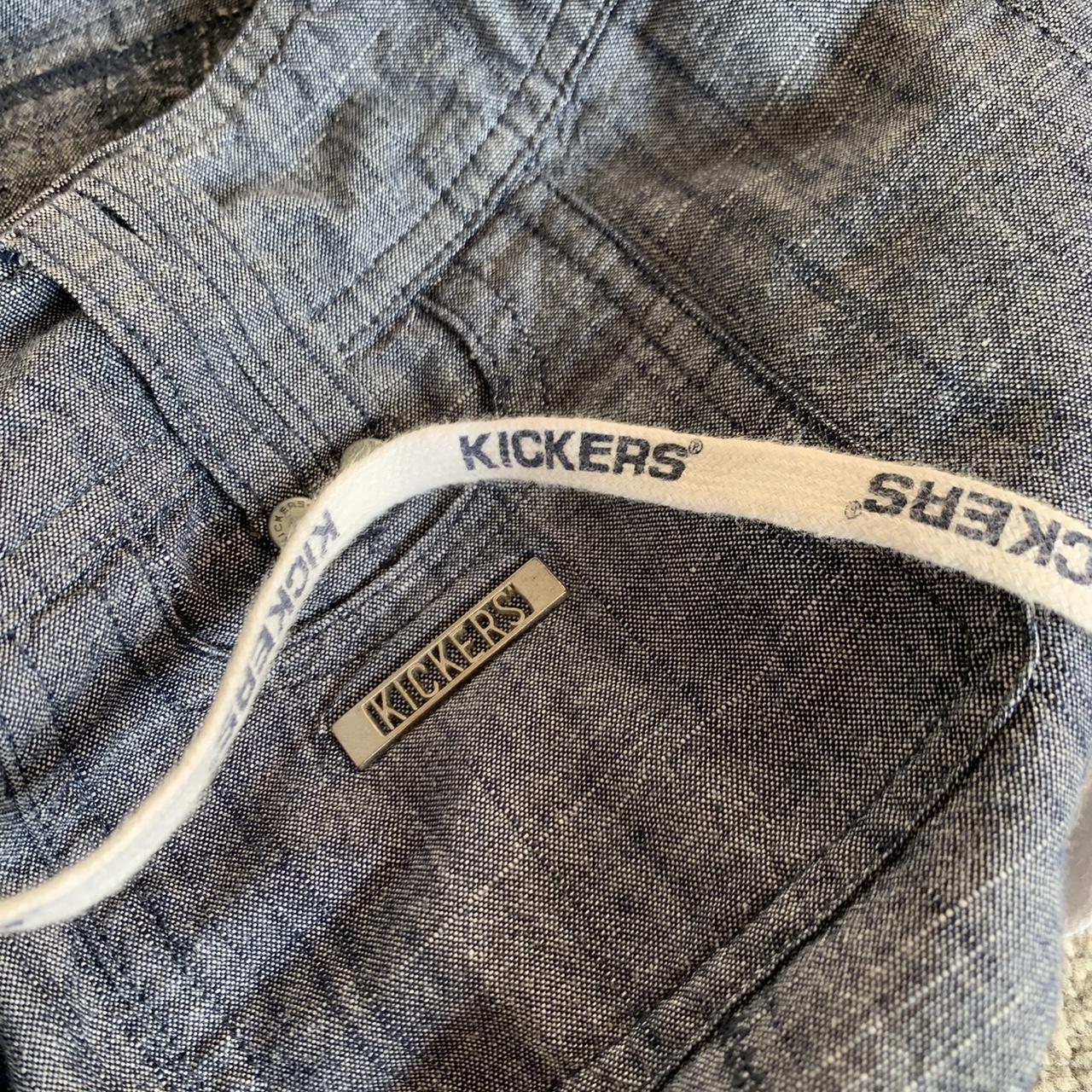 Cute vintage y2k navy blue denim look kickers shorts... - Depop