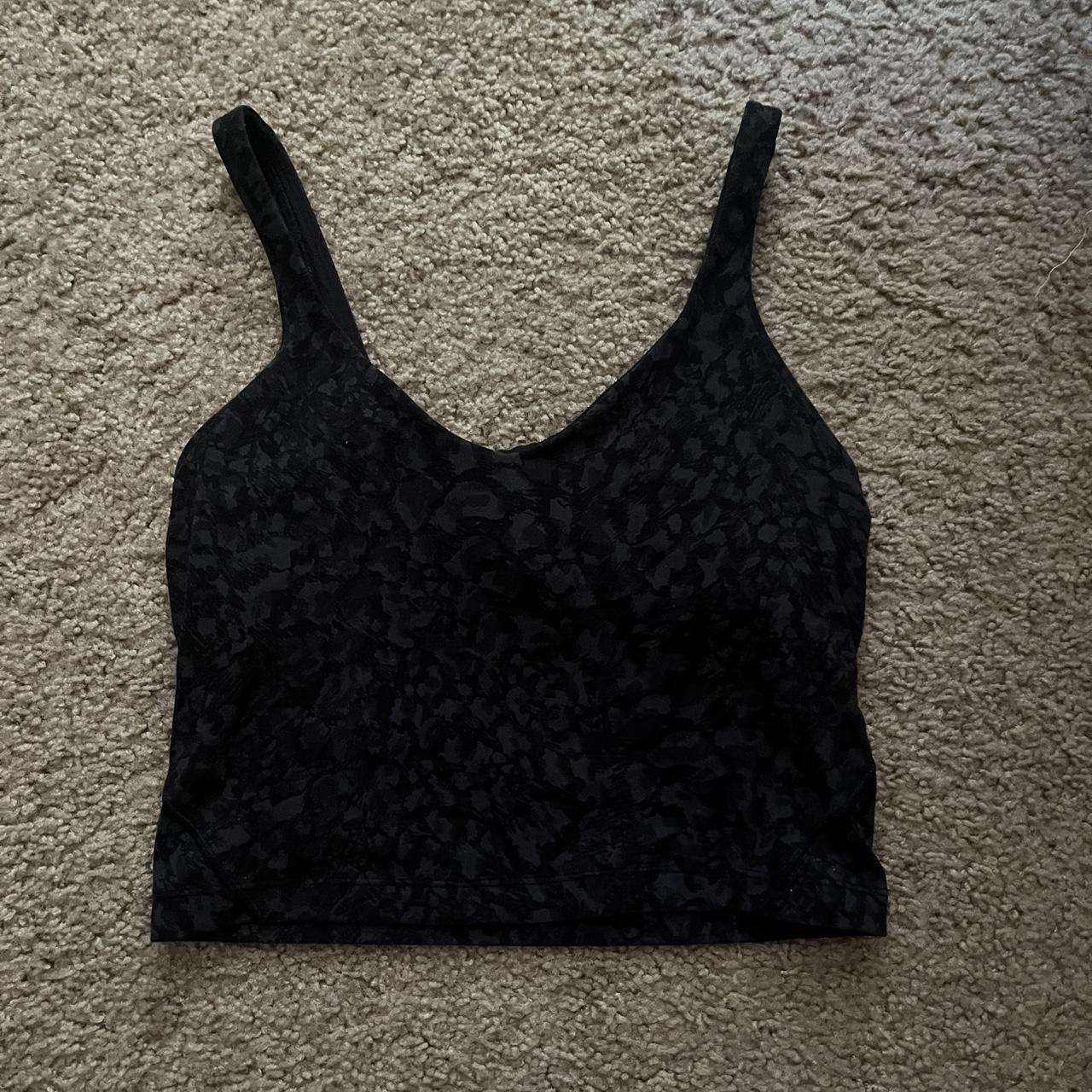 🖤 Black Lululemon leopard print align tank top size... | Depop