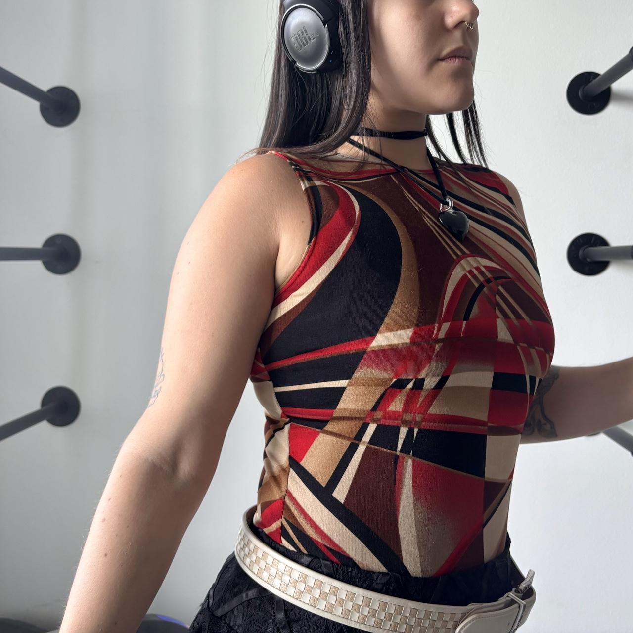 Abstract geometric print tank top • Vintage 90s •... | Depop