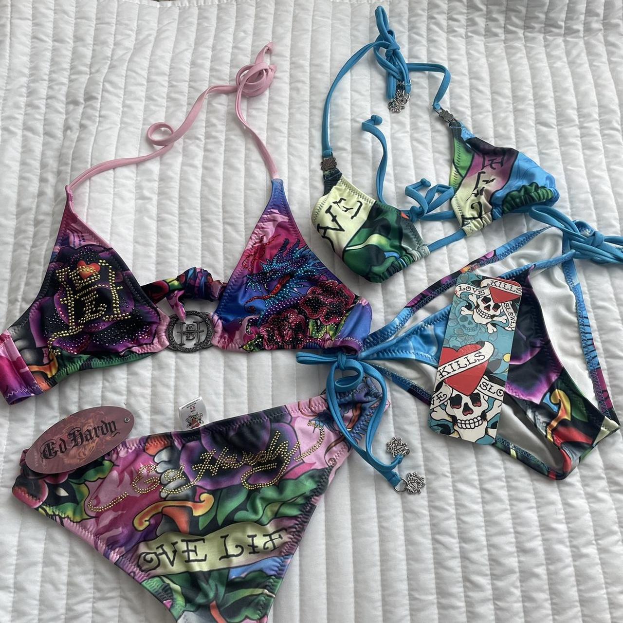 SOLD (: super rare y2k Ed hardy bikinis 😵😵😵 all... - Depop