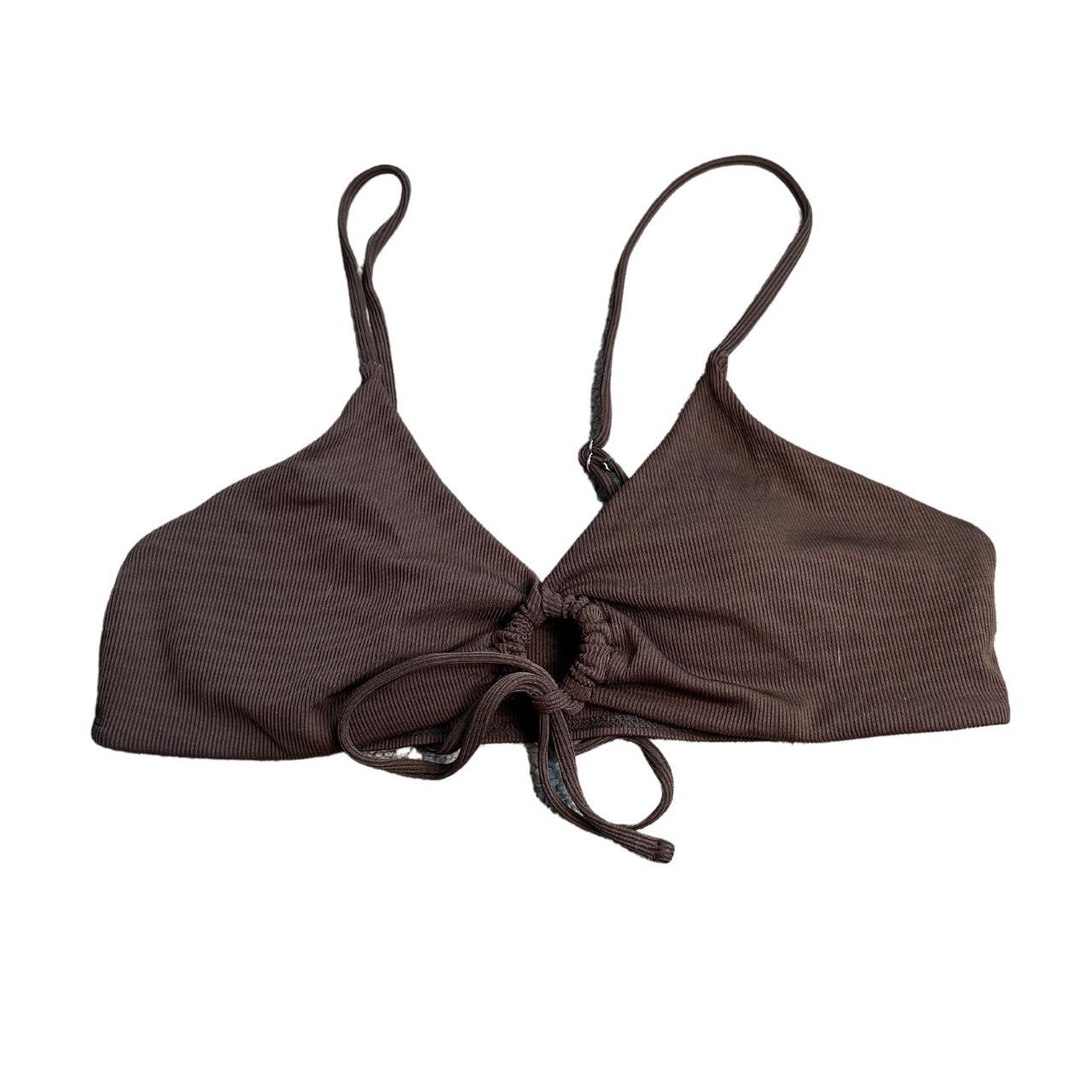 brown swim suit top never worn size large brand... - Depop