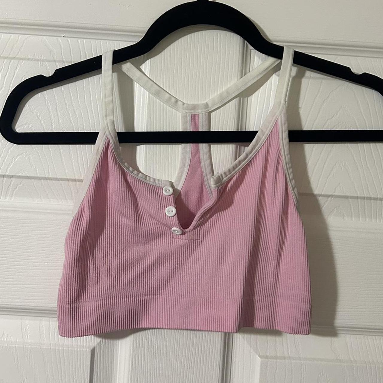 Women's White and Pink Bra | Depop